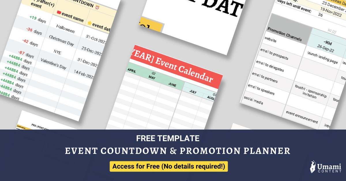 Free Template: Event Countdown and Promotion Planner | Umami Content